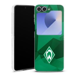 DeinDesign Galaxy Z Flip 6 Handy Hard Case Schutzh&uuml;lle transparent Smartphone Handy H&uuml;lle Official Licensed Product Camouflage Sv Werder Bremen Hard Case
