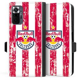 DeinDesign Xiaomi Redmi Note 10 Pro Handy Klapph&uuml;lle Handyh&uuml;lle aus Kunst Leder schwarz Flip Case Stripes Fc Red Bull Salzburg Official Licensed Product Sideflip