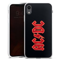 DeinDesign iPhone Xr Handy Silikon H&uuml;lle Case wei&szlig; Handyh&uuml;lle Official Licensed Product Acdc Logo Silikon Case