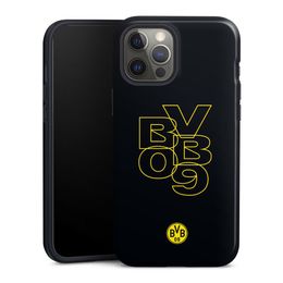 DeinDesign iPhone 12 Pro Max Handy Panzer Handyh&uuml;lle robuste Outdoor H&uuml;lle Schutzh&uuml;lle gl&auml;nzend Bvb Lettering Official Licensed Product Tough Case