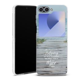 DeinDesign Galaxy Z Flip 7 FE Handy Hard Case Schutzh&uuml;lle transparent Smartphone Handy H&uuml;lle Statement Beach Spruch Hard Case