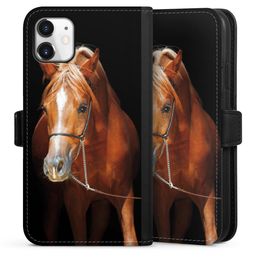 DeinDesign iPhone 11 Handy Klapph&uuml;lle Handyh&uuml;lle aus Kunst Leder schwarz Flip Case Hobby Mare Horse Sideflip mit Lasche