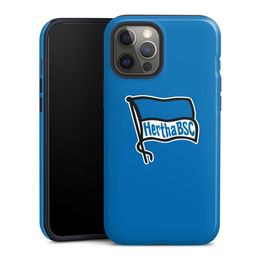 DeinDesign iPhone 12 Pro Max Handy Panzer Handyh&uuml;lle robuste Outdoor H&uuml;lle Schutzh&uuml;lle gl&auml;nzend Hertha Bsc Official Licensed Product Flag Tough Case
