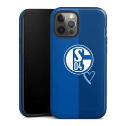 DeinDesign iPhone 12 Pro Max Handy Panzer Handyh&uuml;lle robuste Outdoor H&uuml;lle Schutzh&uuml;lle gl&auml;nzend Heart Schalke 04 Fc Schalke 04 Tough Case