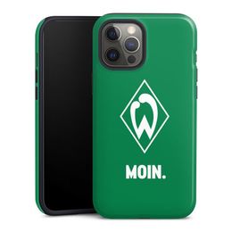 DeinDesign iPhone 12 Pro Max Handy Panzer Handyh&uuml;lle robuste Outdoor H&uuml;lle Schutzh&uuml;lle gl&auml;nzend Moin Official Licensed Product Sv Werder Bremen Tough Case