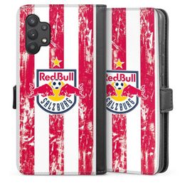 DeinDesign Galaxy A32 4G Handy Klapph&uuml;lle Handyh&uuml;lle aus Kunst Leder schwarz Flip Case Stripes Fc Red Bull Salzburg Official Licensed Product Sideflip mit Lasche