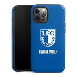 DeinDesign iPhone 12 Pro Max Handy Panzer Handyh&uuml;lle robuste Outdoor H&uuml;lle Schutzh&uuml;lle gl&auml;nzend Coat Of Arms Official Licensed Product 1. Fc Magdeburg Tough Case