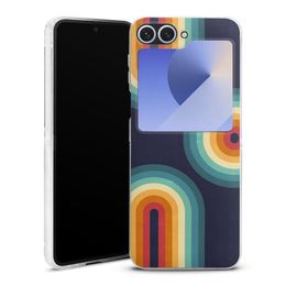 DeinDesign Galaxy Z Flip 6 Handy Hard Case Schutzh&uuml;lle transparent Smartphone Handy H&uuml;lle Colourful Rainbow Retro Hard Case