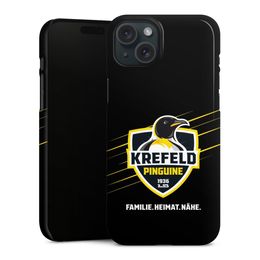 DeinDesign iPhone 15 Plus Handy Premium Case Smartphone Handyh&uuml;lle Schutzh&uuml;lle gl&auml;nzend Sports Krefeld Pinguine Ice Hockey Premium Case