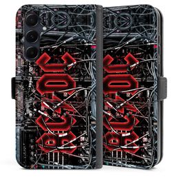 DeinDesign Galaxy A35 5G Handy Klapph&uuml;lle Handyh&uuml;lle aus Kunst Leder schwarz Flip Case Merchandise Acdc Official Licensed Product Sideflip mit Lasche
