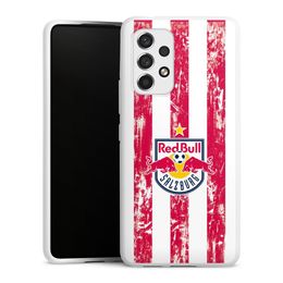 DeinDesign Galaxy A53 5G Handy Silikon H&uuml;lle Case wei&szlig; Handyh&uuml;lle Stripes Fc Red Bull Salzburg Official Licensed Product Silikon Case