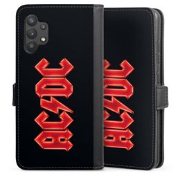 DeinDesign Galaxy A32 4G Handy Klapph&uuml;lle Handyh&uuml;lle aus Kunst Leder schwarz Flip Case Official Licensed Product Acdc Logo Sideflip mit Lasche