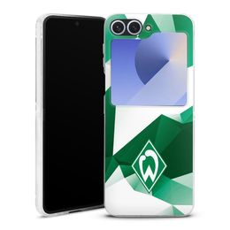 DeinDesign Galaxy Z Flip 6 Handy Hard Case Schutzh&uuml;lle transparent Smartphone Handy H&uuml;lle Tarnmuster Official Licensed Product Sv Werder Bremen Hard Case