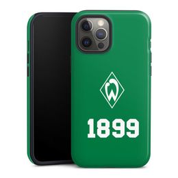 DeinDesign iPhone 12 Pro Max Handy Panzer Handyh&uuml;lle robuste Outdoor H&uuml;lle Schutzh&uuml;lle gl&auml;nzend Sv Werder Bremen Official Licensed Product Statement Tough Case
