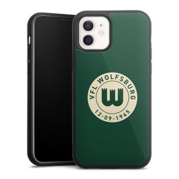 DeinDesign iPhone 12 Handy Gallery Case Handyh&uuml;lle 9H Geh&auml;rtetes Glas R&uuml;ckseite H&uuml;lle 80 Jahre Official Licensed Product Vfl Wolfsburg Gallery Case