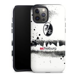 DeinDesign iPhone 12 Pro Max Handy Panzer Handyh&uuml;lle robuste Outdoor H&uuml;lle Schutzh&uuml;lle gl&auml;nzend Skyline Sc Freiburg Logo Tough Case