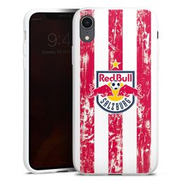 DeinDesign iPhone Xr Handy Silikon H&uuml;lle Case wei&szlig; Handyh&uuml;lle Stripes Fc Red Bull Salzburg Official Licensed Product Silikon Case