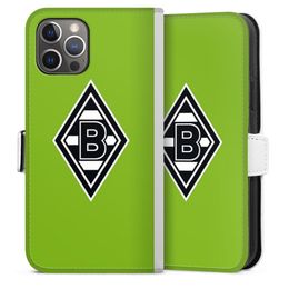 DeinDesign iPhone 12 Pro Handy Klapph&uuml;lle Handyh&uuml;lle aus Kunst Leder wei&szlig; Flip Case Borussia M&ouml;nchengladbach Soccer Gladbach Sideflip mit Lasche