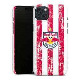 DeinDesign iPhone 15 Plus Handy Premium Case Smartphone Handyh&uuml;lle Schutzh&uuml;lle gl&auml;nzend Stripes Fc Red Bull Salzburg Official Licensed Product Premium Case