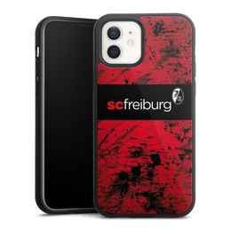 DeinDesign iPhone 12 Handy Gallery Case Handyh&uuml;lle 9H Geh&auml;rtetes Glas R&uuml;ckseite H&uuml;lle Official Licensed Product Sc Freiburg Logo Gallery Case