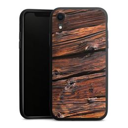 DeinDesign iPhone Xr Handy Premium Silikon H&uuml;lle Handyh&uuml;lle schwarz Case Beams Wood Wooden Look Silikon Premium Case