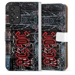 DeinDesign Galaxy A33 5G Handy Klapph&uuml;lle Handyh&uuml;lle aus Kunst Leder wei&szlig; Flip Case Acdc Merchandise Official Licensed Product Sideflip mit Lasche