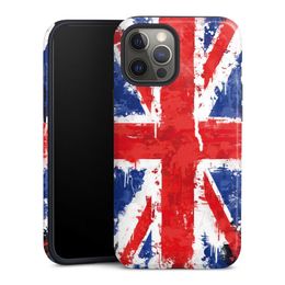 DeinDesign iPhone 12 Pro Max Handy Panzer Handyh&uuml;lle robuste Outdoor H&uuml;lle Schutzh&uuml;lle gl&auml;nzend Flag Union Jack England Tough Case