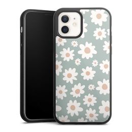 DeinDesign iPhone 12 Handy Gallery Case Handyh&uuml;lle 9H Geh&auml;rtetes Glas R&uuml;ckseite H&uuml;lle Flowers Daisy Muster Gallery Case