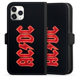 DeinDesign iPhone 11 Pro Handy Klapph&uuml;lle Handyh&uuml;lle aus Kunst Leder schwarz Flip Case Official Licensed Product Acdc Logo Sideflip mit Lasche