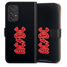 DeinDesign Galaxy A53 5G Handy Klapph&uuml;lle Handyh&uuml;lle aus Kunst Leder schwarz Flip Case Official Licensed Product Acdc Logo Sideflip mit langer Lasche
