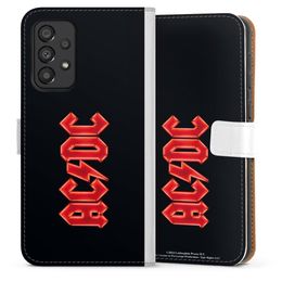 DeinDesign Galaxy A33 5G Handy Klapph&uuml;lle Handyh&uuml;lle aus Kunst Leder wei&szlig; Flip Case Official Licensed Product Acdc Logo Sideflip mit Lasche