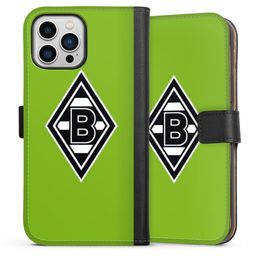 DeinDesign iPhone 13 Pro Max Handy Klapph&uuml;lle Handyh&uuml;lle aus Kunst Leder schwarz Flip Case Gladbach Soccer Borussia M&ouml;nchengladbach Sideflip mit langer Lasche