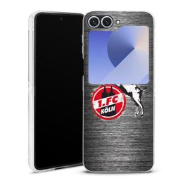 DeinDesign Galaxy Z Flip 6 Handy Hard Case Schutzh&uuml;lle transparent Smartphone Handy H&uuml;lle Metallic Look Official Licensed Product 1. Fc K&ouml;ln Hard Case
