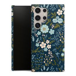 DeinDesign Galaxy S24 Ultra Handy Premium Case Smartphone Handyh&uuml;lle Schutzh&uuml;lle gl&auml;nzend Blue Muster Flowers Premium Case