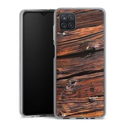 DeinDesign Galaxy A12 Handy Silikon H&uuml;lle Case transparent Handyh&uuml;lle Wood Beams Wooden Look Silikon Case