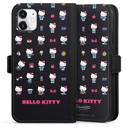 DeinDesign iPhone 11 Handy Klapph&uuml;lle Handyh&uuml;lle aus Kunst Leder schwarz Flip Case Kindheit Merchandise Hello Kitty Sideflip mit Lasche