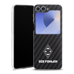 DeinDesign Galaxy Z Flip 6 Handy Hard Case Schutzh&uuml;lle transparent Smartphone Handy H&uuml;lle Carbon Borussia M&ouml;nchengladbach Gladbach Hard Case