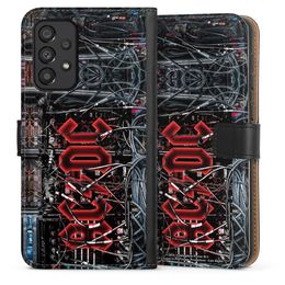 DeinDesign Galaxy A33 5G Handy Klapph&uuml;lle Handyh&uuml;lle aus Kunst Leder schwarz Flip Case Acdc Merchandise Official Licensed Product Sideflip mit langer Lasche