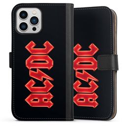 DeinDesign iPhone 13 Pro Max Handy Klapph&uuml;lle Handyh&uuml;lle aus Kunst Leder schwarz Flip Case Official Licensed Product Acdc Logo Sideflip mit langer Lasche