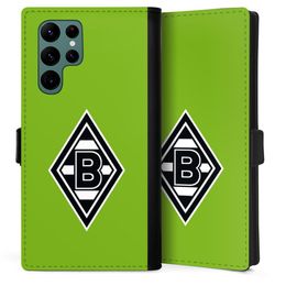 DeinDesign Galaxy S22 Ultra Handy Klapph&uuml;lle Handyh&uuml;lle aus Kunst Leder schwarz Flip Case Gladbach Soccer Borussia M&ouml;nchengladbach Sideflip mit langer Lasche