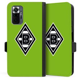 DeinDesign Xiaomi Redmi Note 10 Pro Handy Klapph&uuml;lle Handyh&uuml;lle aus Kunst Leder schwarz Flip Case Gladbach Soccer Borussia M&ouml;nchengladbach Sideflip mit langer 