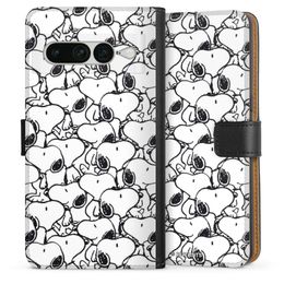 DeinDesign Google Pixel 7 Pro Handy Klapph&uuml;lle Handyh&uuml;lle aus Kunst Leder schwarz Flip Case Peanuts Snoopy Muster Sideflip mit langer Lasche