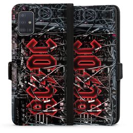 DeinDesign Galaxy A51 Handy Klapph&uuml;lle Handyh&uuml;lle aus Kunst Leder schwarz Flip Case Merchandise Acdc Official Licensed Product Sideflip mit Lasche