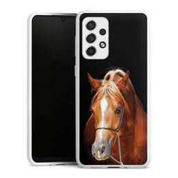 DeinDesign Galaxy A33 5G Handy Silikon H&uuml;lle Case wei&szlig; Handyh&uuml;lle Horse Hobby Mare Silikon Case