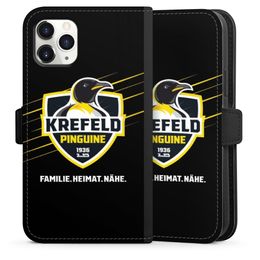 DeinDesign iPhone 11 Pro Handy Klapph&uuml;lle Handyh&uuml;lle aus Kunst Leder schwarz Flip Case Sports Krefeld Pinguine Ice Hockey Sideflip mit Lasche