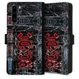 DeinDesign Huawei P30 Pro Handy Klapph&uuml;lle Handyh&uuml;lle aus Kunst Leder schwarz Flip Case Merchandise Acdc Official Licensed Product Sideflip mit langer Lasche