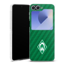 DeinDesign Galaxy Z Flip 6 Handy Hard Case Schutzh&uuml;lle transparent Smartphone Handy H&uuml;lle Carbon Official Licensed Product Sv Werder Bremen Hard Case