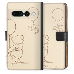 DeinDesign Google Pixel 7 Pro Handy Klapph&uuml;lle Handyh&uuml;lle aus Kunst Leder schwarz Flip Case Disney Official Licensed Product Winnie The Pooh Sideflip mit langer 