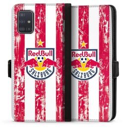 DeinDesign Galaxy A51 Handy Klapph&uuml;lle Handyh&uuml;lle aus Kunst Leder schwarz Flip Case Stripes Fc Red Bull Salzburg Official Licensed Product Sideflip mit Lasche