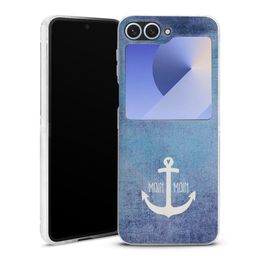 DeinDesign Galaxy Z Flip 6 Handy Hard Case Schutzh&uuml;lle transparent Smartphone Handy H&uuml;lle Anchor Maritim Blue Hard Case